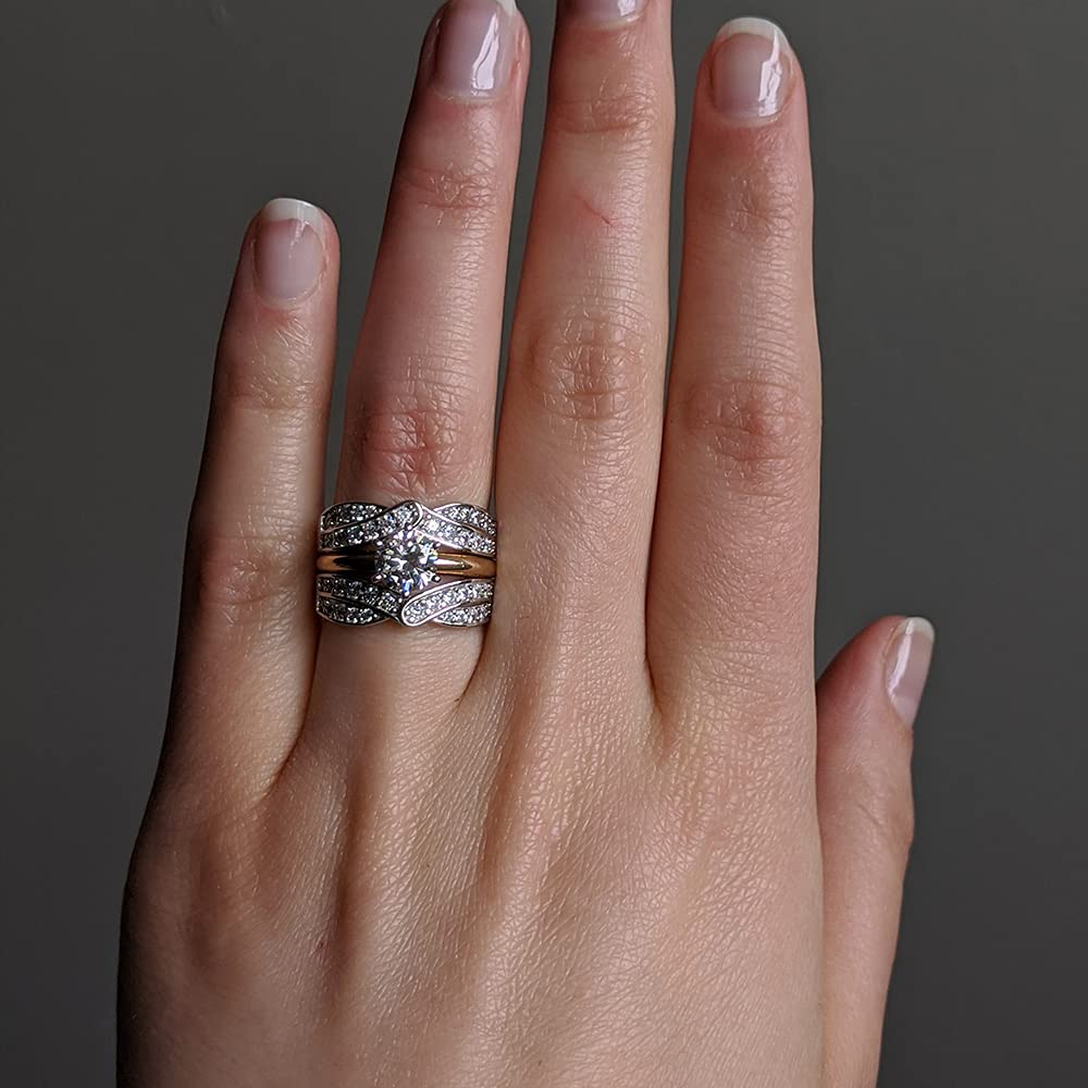 TwoBirch Sterling Silver Infinity Bypass Engagement Ring Guard With Cubic Zirconia (3/4 ct., Size 9)