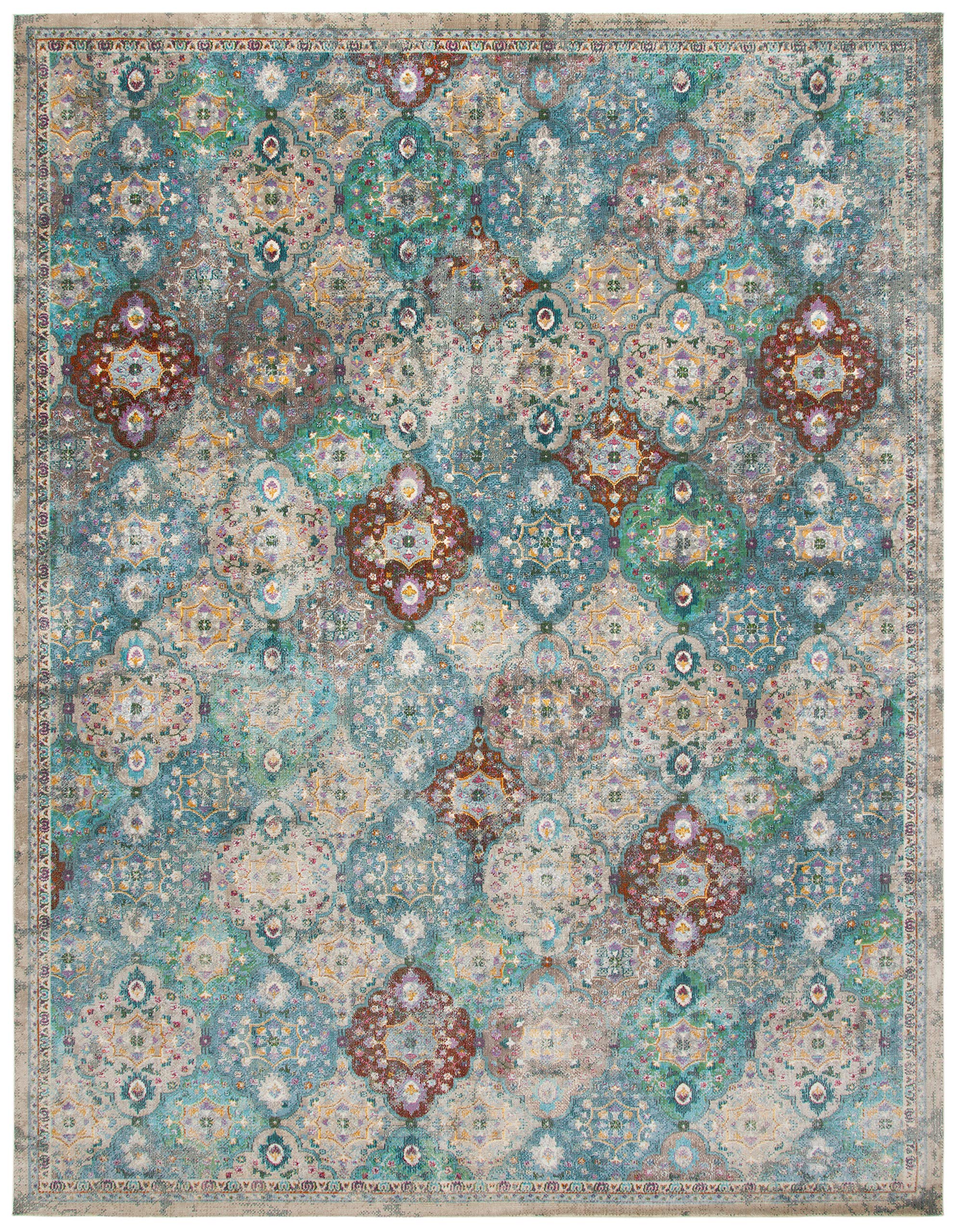 SAFAVIEH Luxor Collection Area Rug - 8' x 10', Ivory & Turquoise, Handmade Boho Chic, Ideal for High Traffic Areas in Living Room, Bedroom (LUX329A)
