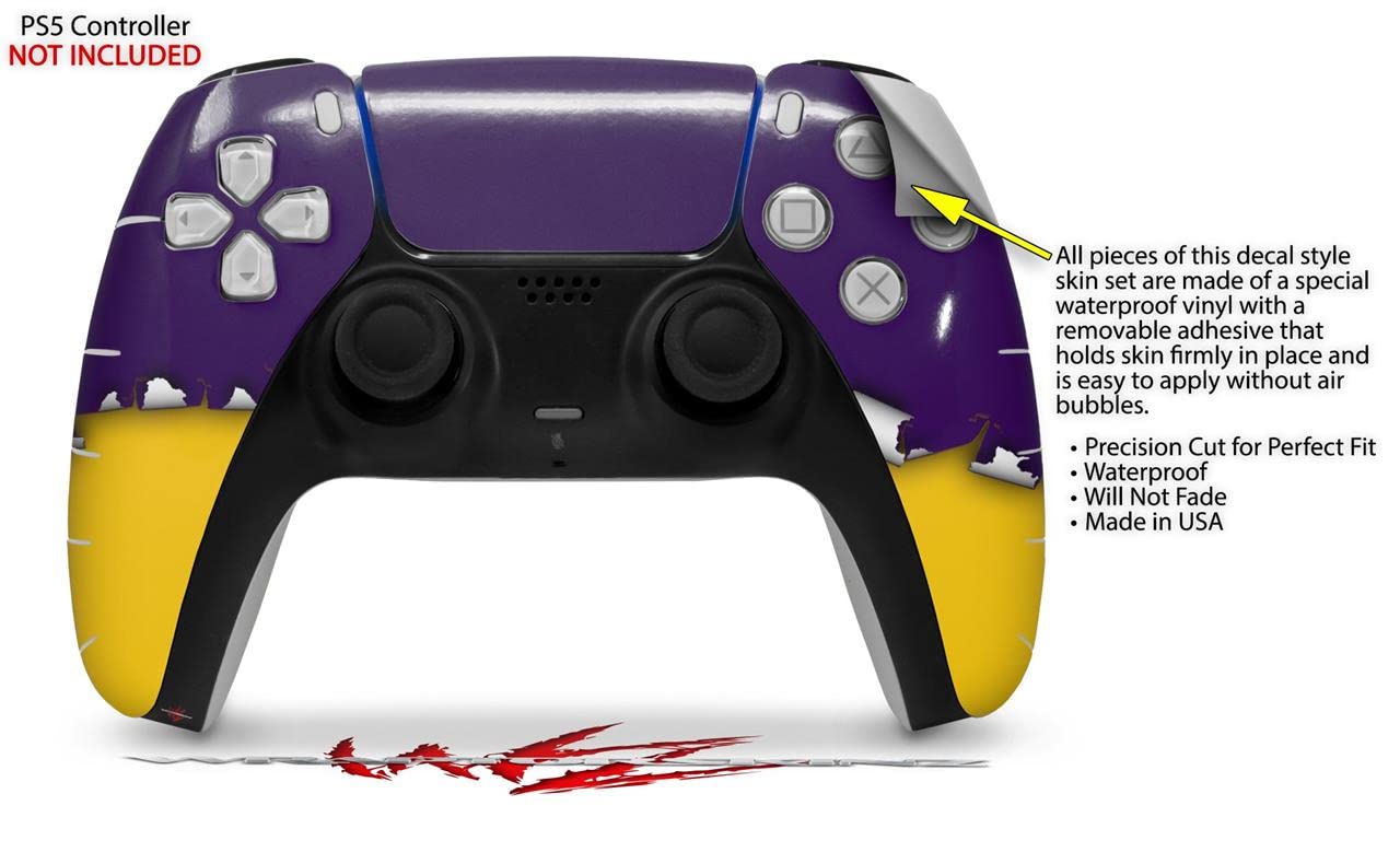 WraptorSkinz Skin Wrap compatible with Sony PS5 DualSense Controller Ripped Colors Purple Yellow (CONTROLLER NOT INCLUDED)