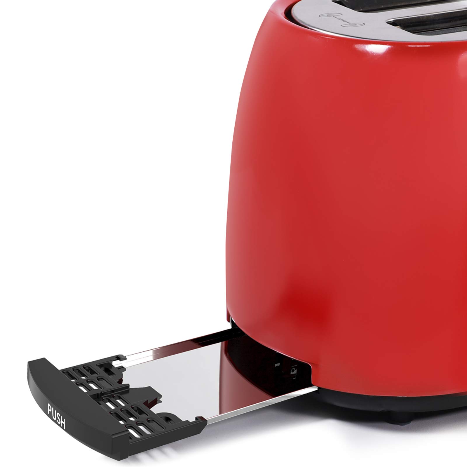 Toaster 4 Slice Long Slot, SACVON Stainless Steel Retro Toasters with Big Timer, Removable Crumbs Tray, Red (Red)