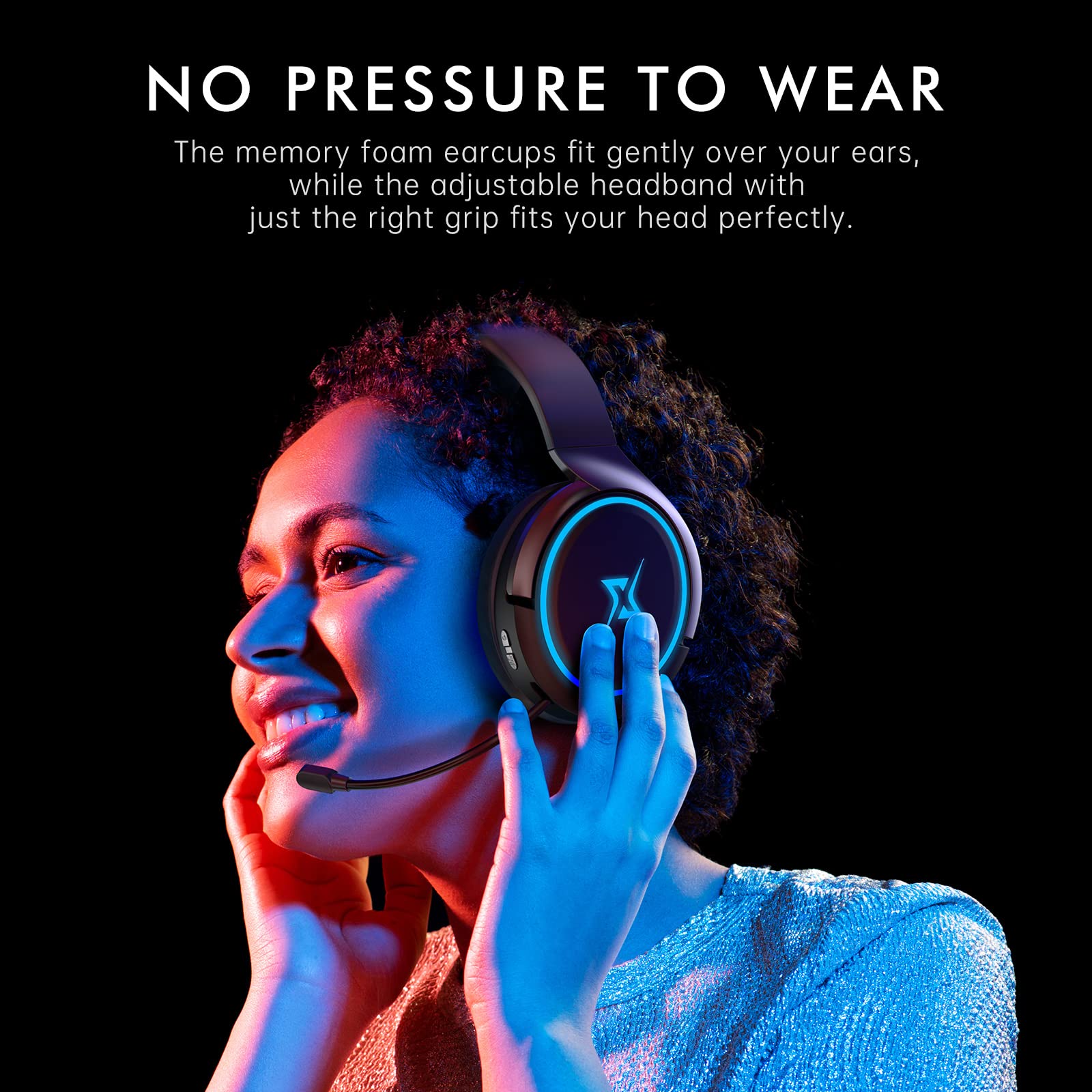 targeal 2.4G Wireless Gaming Headset for PC, PS4, PS5, Mac,Mobile- Rotatable & Foldable Bluetooth V5.3 Headphone-20h Battery & RGB Light-Memory Ear Pads-Stretchable Noise Cancelling