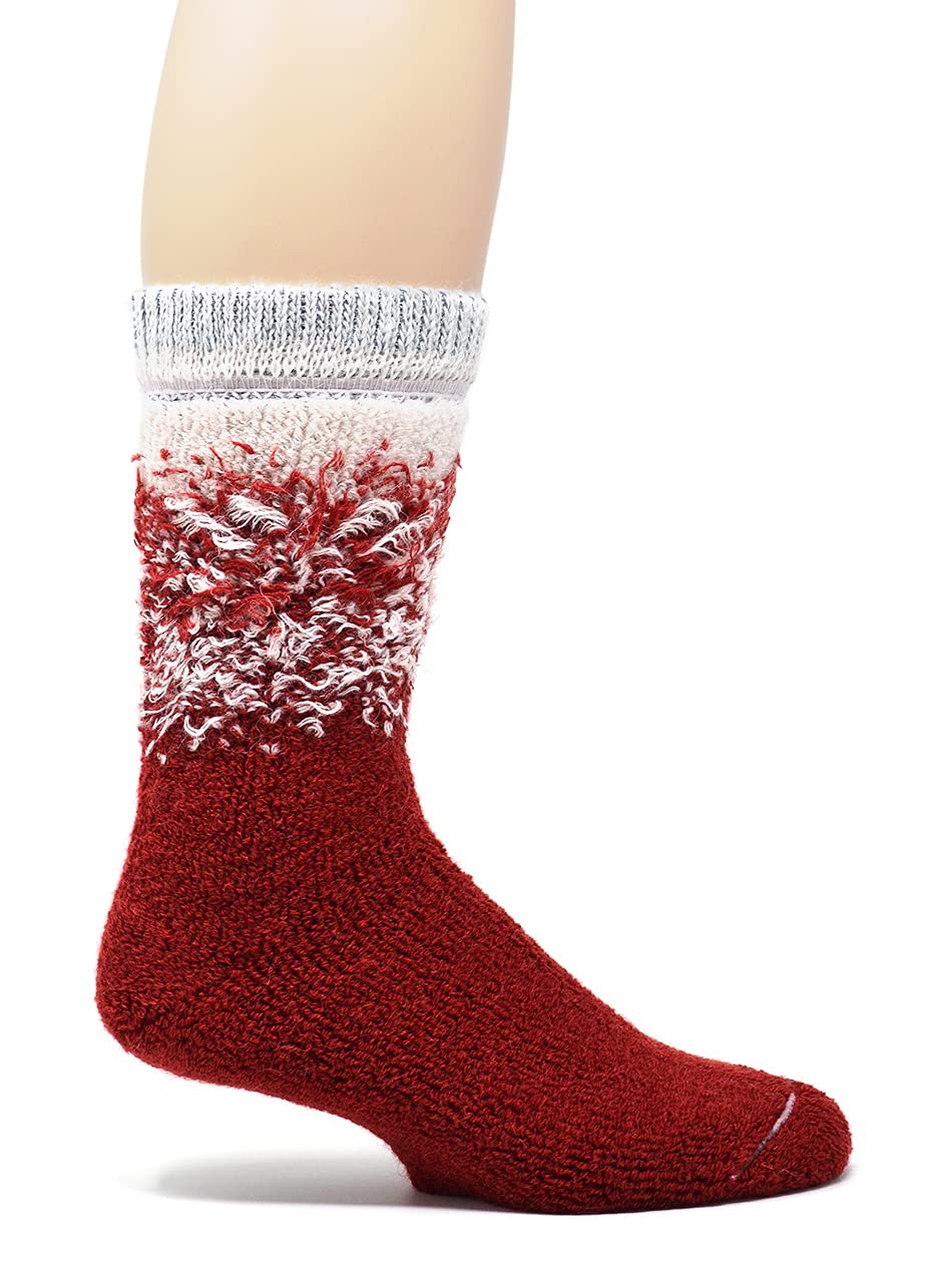 WARRIOR ALPACA SOCKS - Unisex Toasty Toes Ultimate Alpaca Socks For Men And Women (Large - Red Snowflake)
