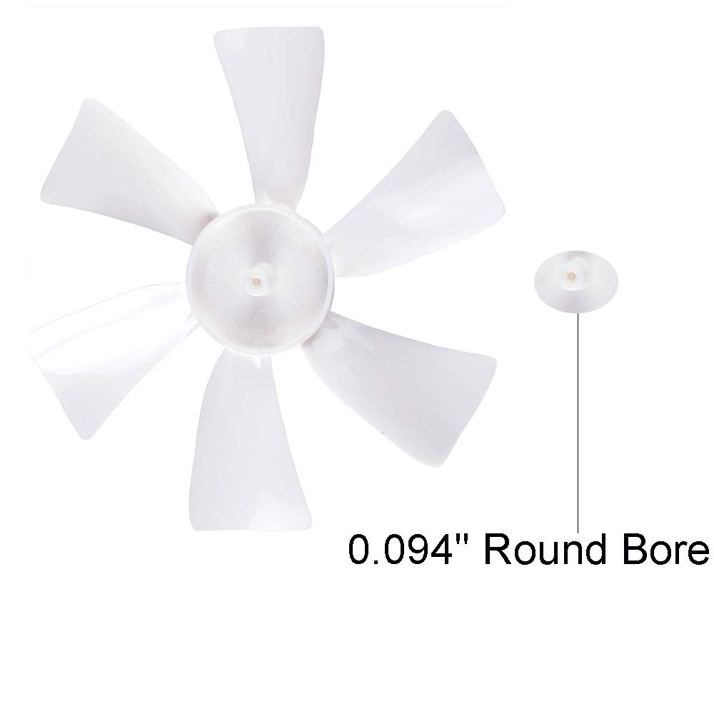 RV Vent Fan Blade, White 6" with 0.094" Round Bore, Compatible with Ventline/Jensen 0.094" Round Bore RV Bathroom Fan Blade (2 Pack)