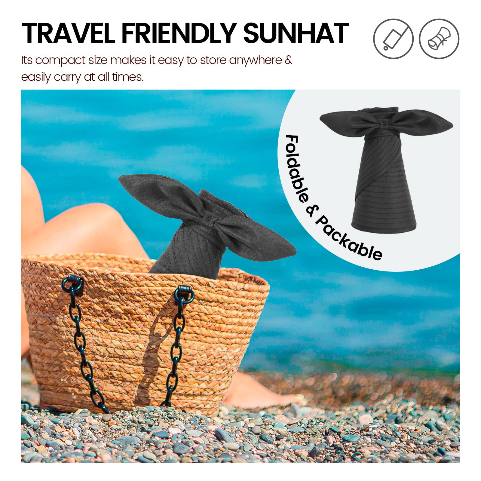 Simplicity Women's Sun Hats Sun Visor Hats Women Large Brim Summer UV Protection Beach Cap Womens Visor Ponytail Hat Blue