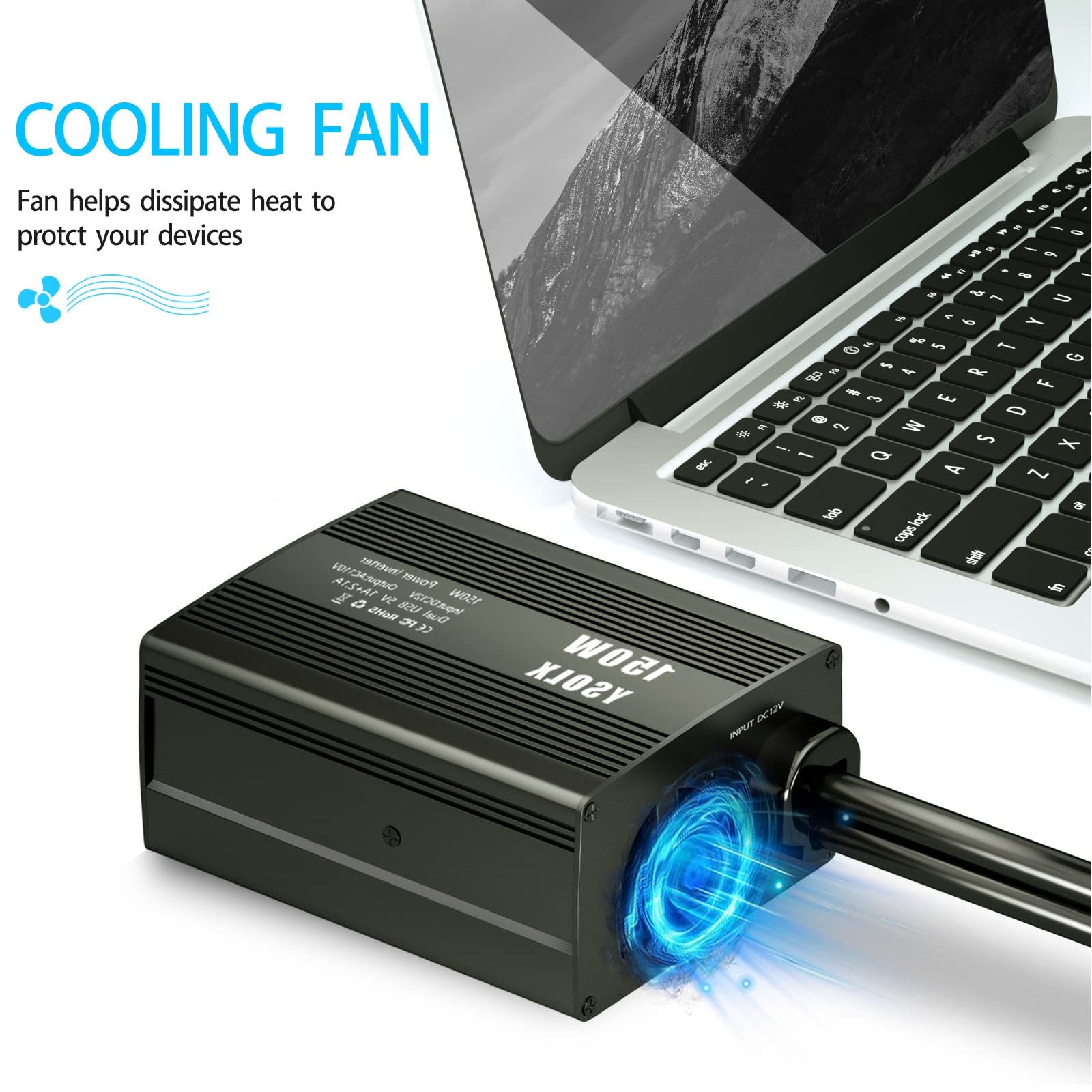 YSOLX 150W Power Inverter DC 12V to 110V AC Converter Car Plug Adapter Outlet Charger for Laptop Computer