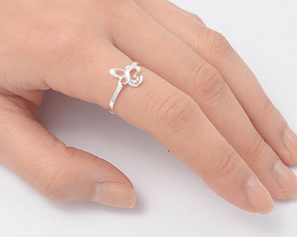 Sterling Silver Women's Simple Butterfly Ring New Cute 925 Band 13mm Size 10