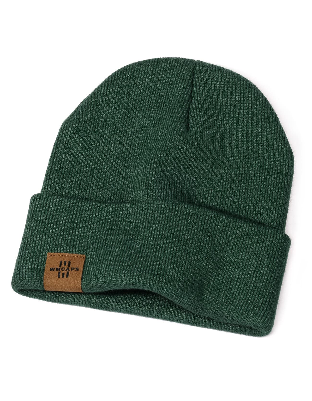 Winter Beanie Acrylic Knit Hats for Men Women Soft Warm Unisex Cuffed Beanie Dark Green