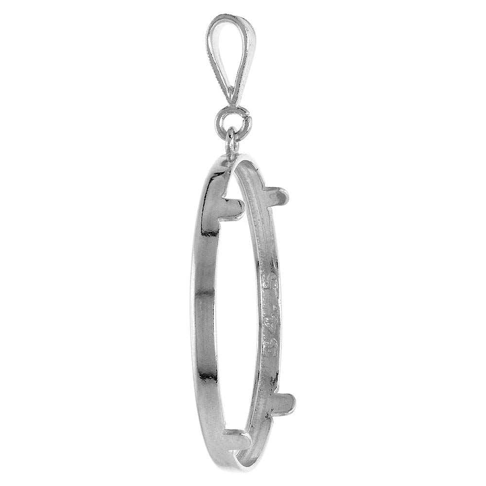 Sterling Silver Mexican 1 Peso Bezel 34 mm Coins Prong Back Round Edge Coin NOT Included