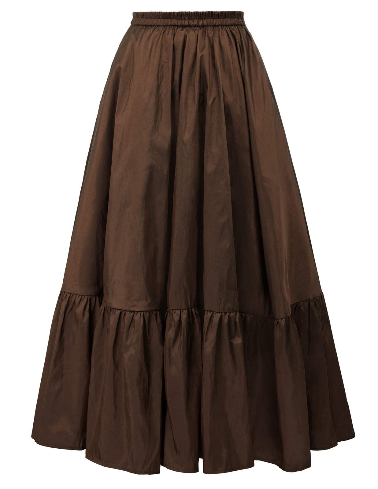 Scarlet Darkness Women Gothic Steampunk Pirate Skirt Victorian Bustle Skirts High-Low Brown L