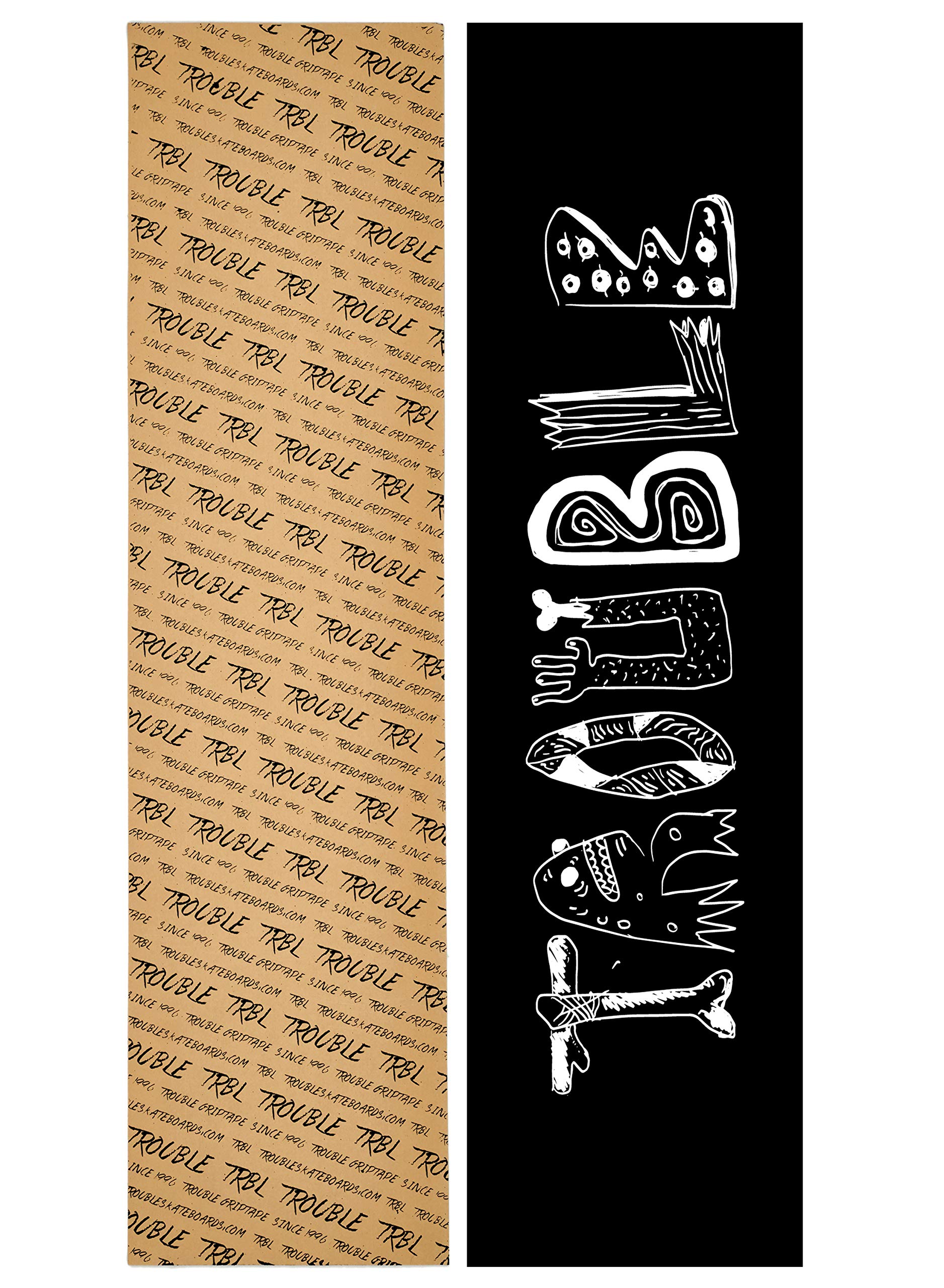 Trouble 9" x 33" Skateboard Grip Tape Sheet Bubble Free Skateboard Griptape Black (SB8)