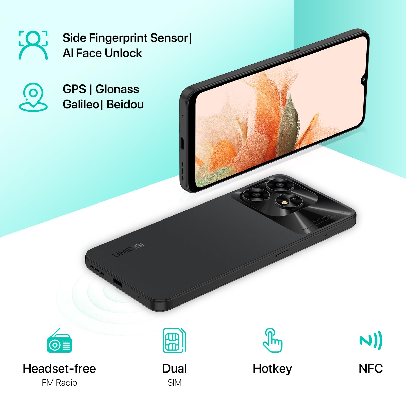 UMIDIGI A15 Unlocked Cell Phone|8+256GB Android 13 Smart Phone|6.7inch with NFC |64MP Camera|5000mAh Battery|20W Fast Charging