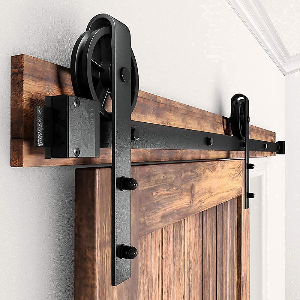 WINSOON 6.6FT Single Wood Sliding Barn Door Hardware Kit with 1pc Barn Door Handle Set