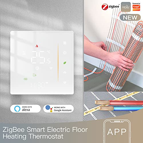 Tuya ZigBee Digital Display lit Temperature Controller Multifunctional Water/Electric Floor Heating Water/Gas Boiler Thermostat Compatible with Alexa and Google Assist