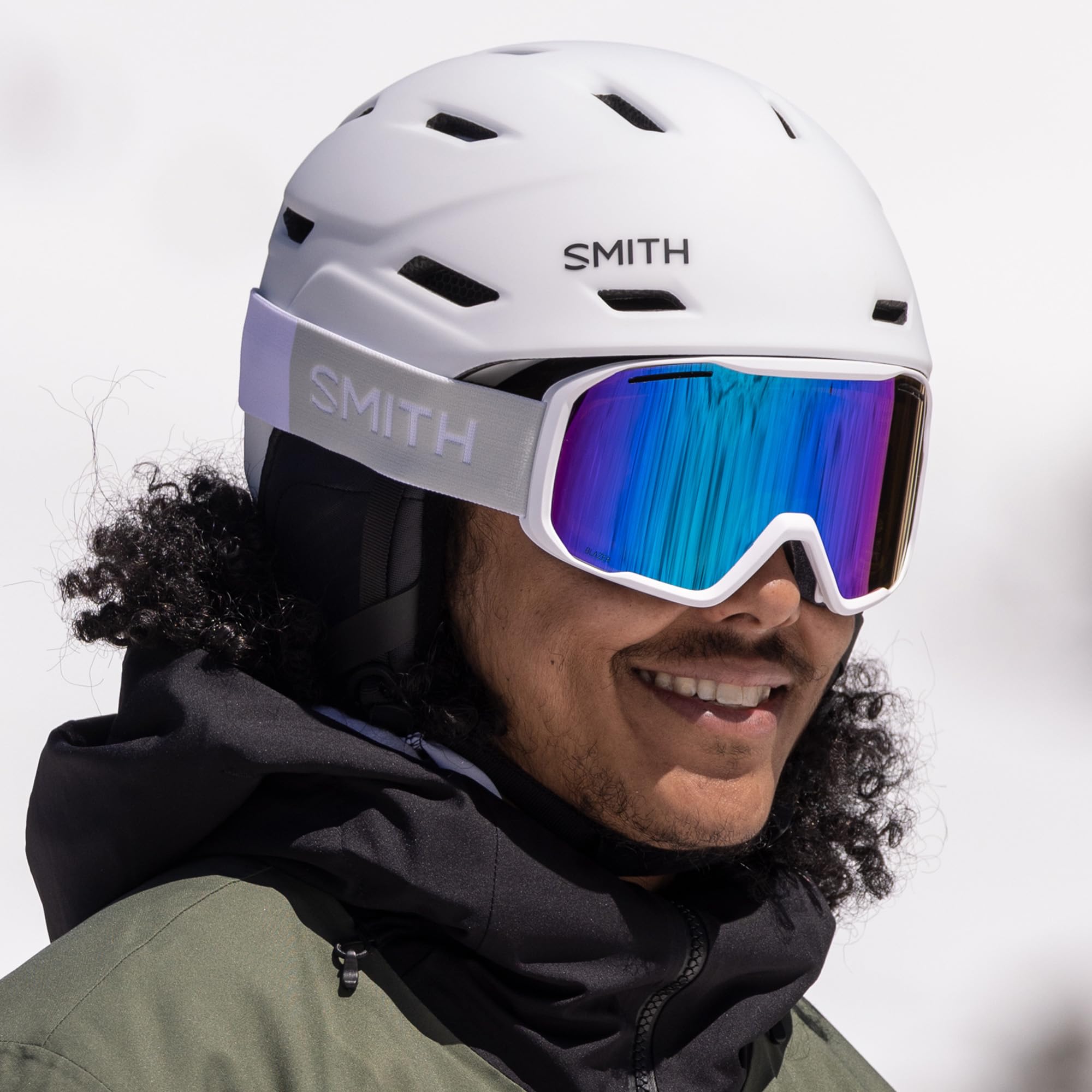 SMITH Frontier Goggles with Carbonic-x Lens – Performance Snowsports Goggles with Replaceable Lens for Skiing & Snowboarding – for Men & Women – White + Red Sol-X Mirror Lens