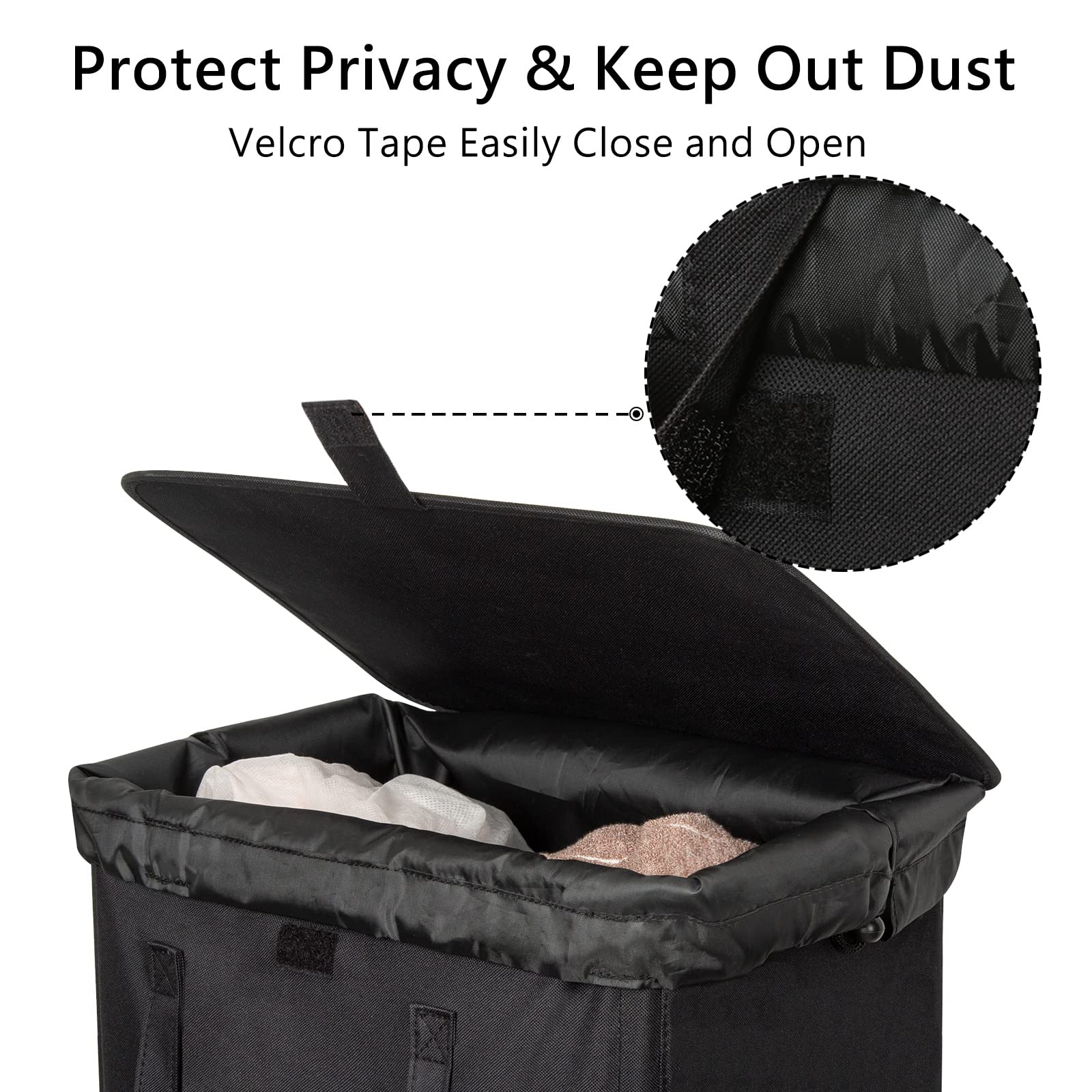 WOWLIVE 100L Laundry Hamper with Lid, Large Foldable Laundry Basket with 2 Removable Bags and Handles, Tall Collapsible Dirty Clothes Hamper for Laundry Room, Bathroom, Dorm (Black)