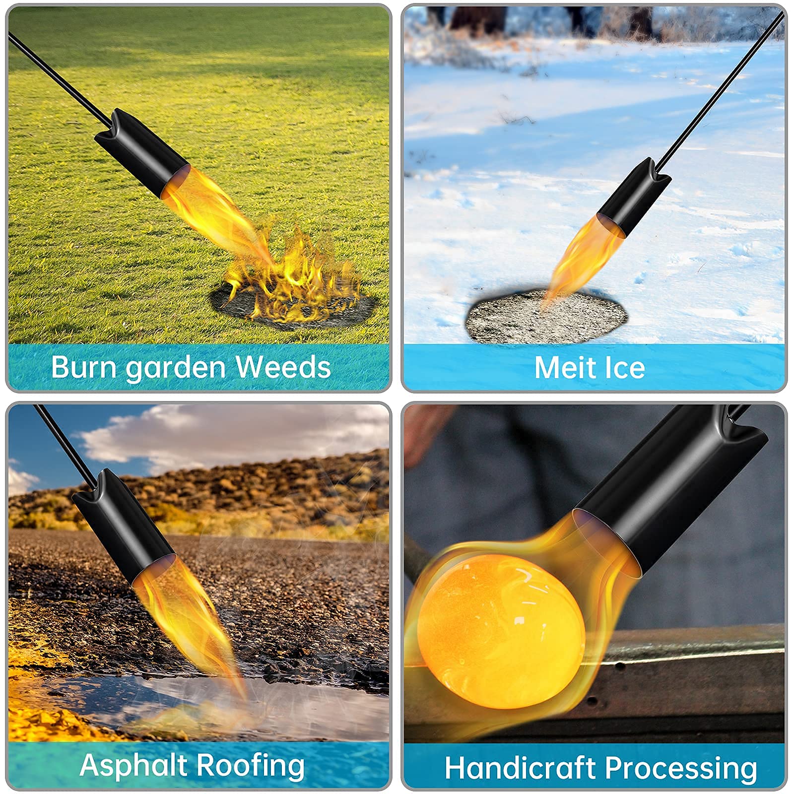 YOUDO 500,000 Propane Weed Torch Burner with CSA Certificate, 61'' Extra Long Hose, Flint Ignitor & Flame Control, Propane Torch for Garden Weeder,Roofing,Snow Melting and Ice