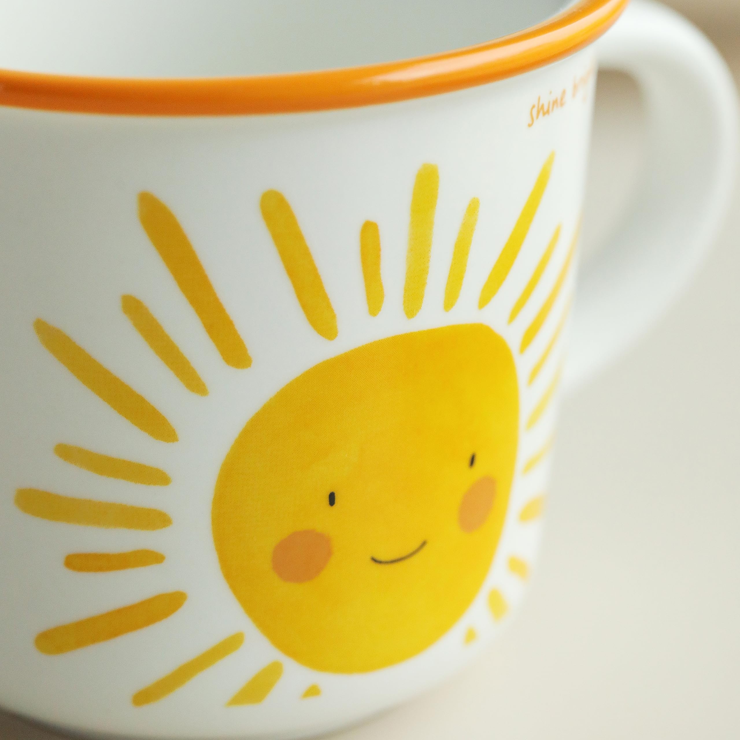 TREEWOO Cute Sunshine Mug 12oz Good Morning Ceramic Cup with Handle Coffee Tea Milk Water Mug Gift for Men Women Dishwasher and Microwave Safe (Sunshine)