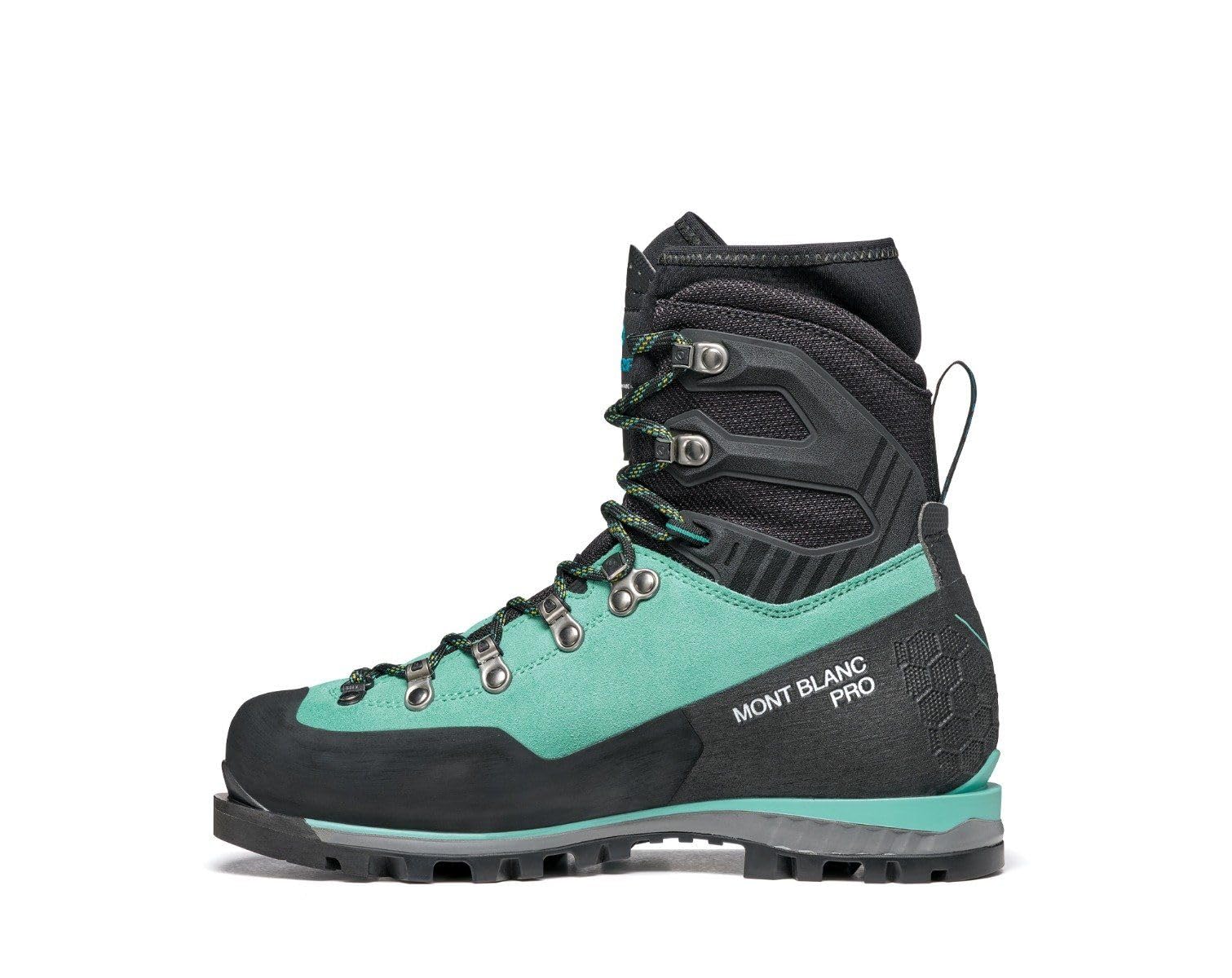 SCARPA Women's Mont Blanc Pro GTX Waterproof Gore-Tex Boots for Hiking and Mountaineering - Green Blue - 7-7.5