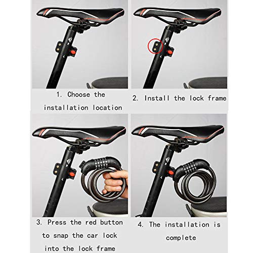 ZHYING Anti Theft Bicycle Password Lock with LED Light,150cm Bike Steel Chain with 4 Digits Code,Resettable for Scooter,Motorcycles