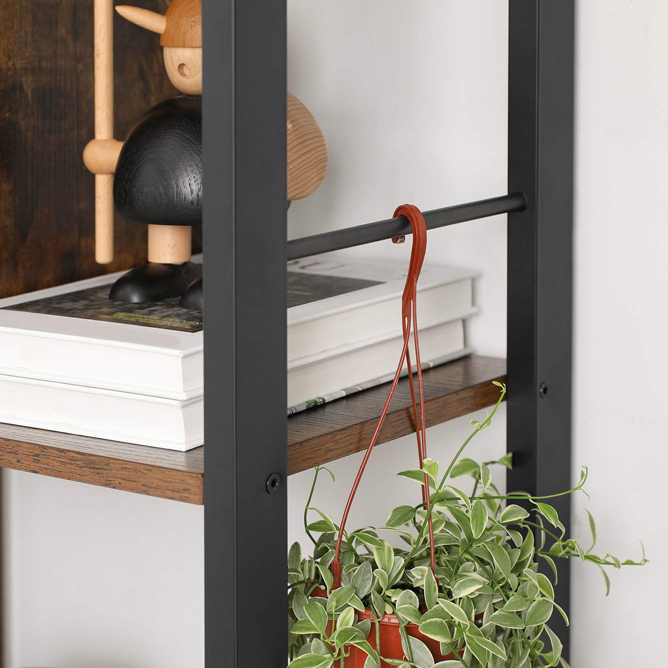 VASAGLE ALINRU Bookcase, 4-Tier Industrial Bookshelf, Floor Standing Storage Rack in Living Room Office Study, Large Storage Space, Simple Assembly, Stable Iron Frame, Rustic Brown ULBC12BX