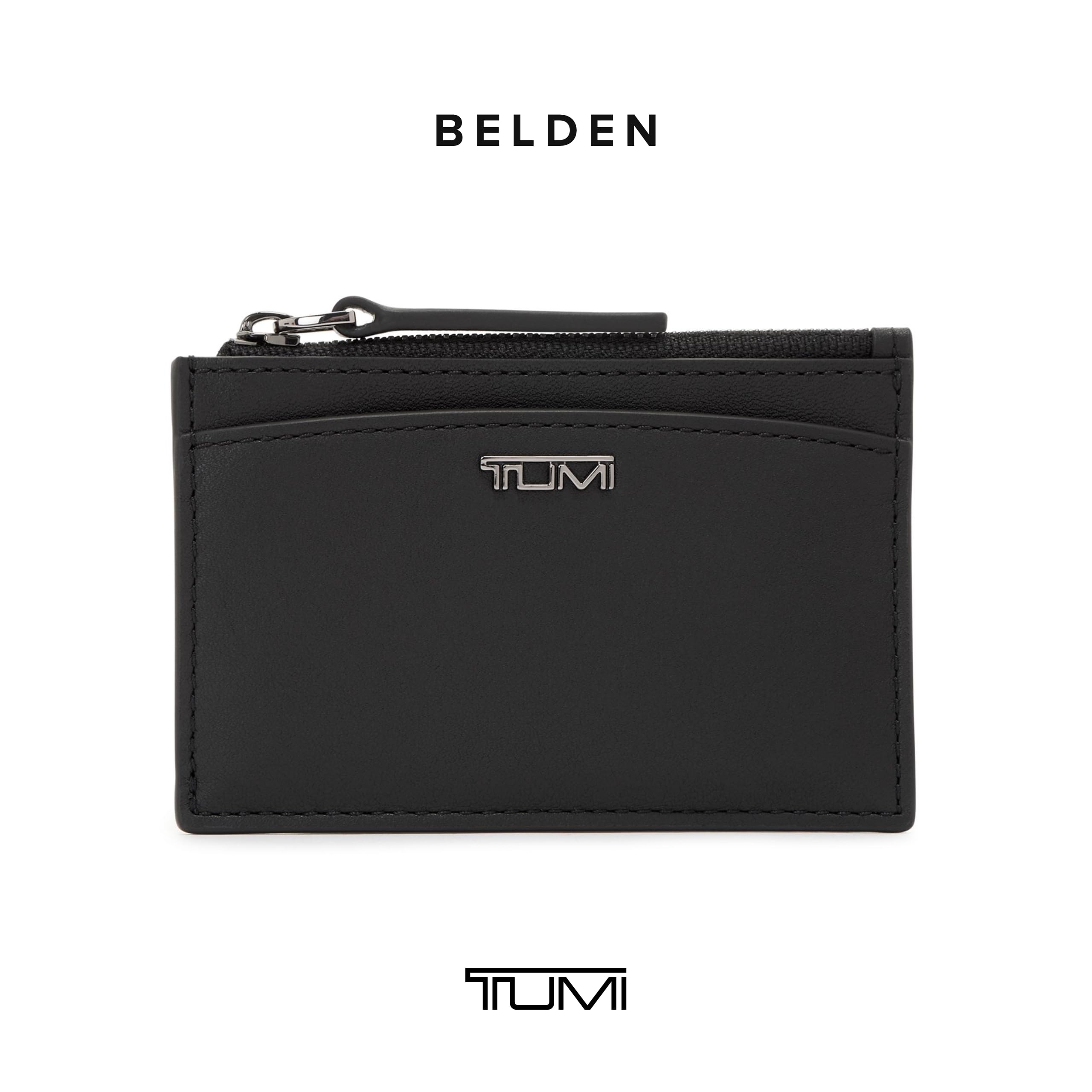 TUMI - Belden Leather Zip Card Case for Women - Card Holder Wallet - Silver Camo