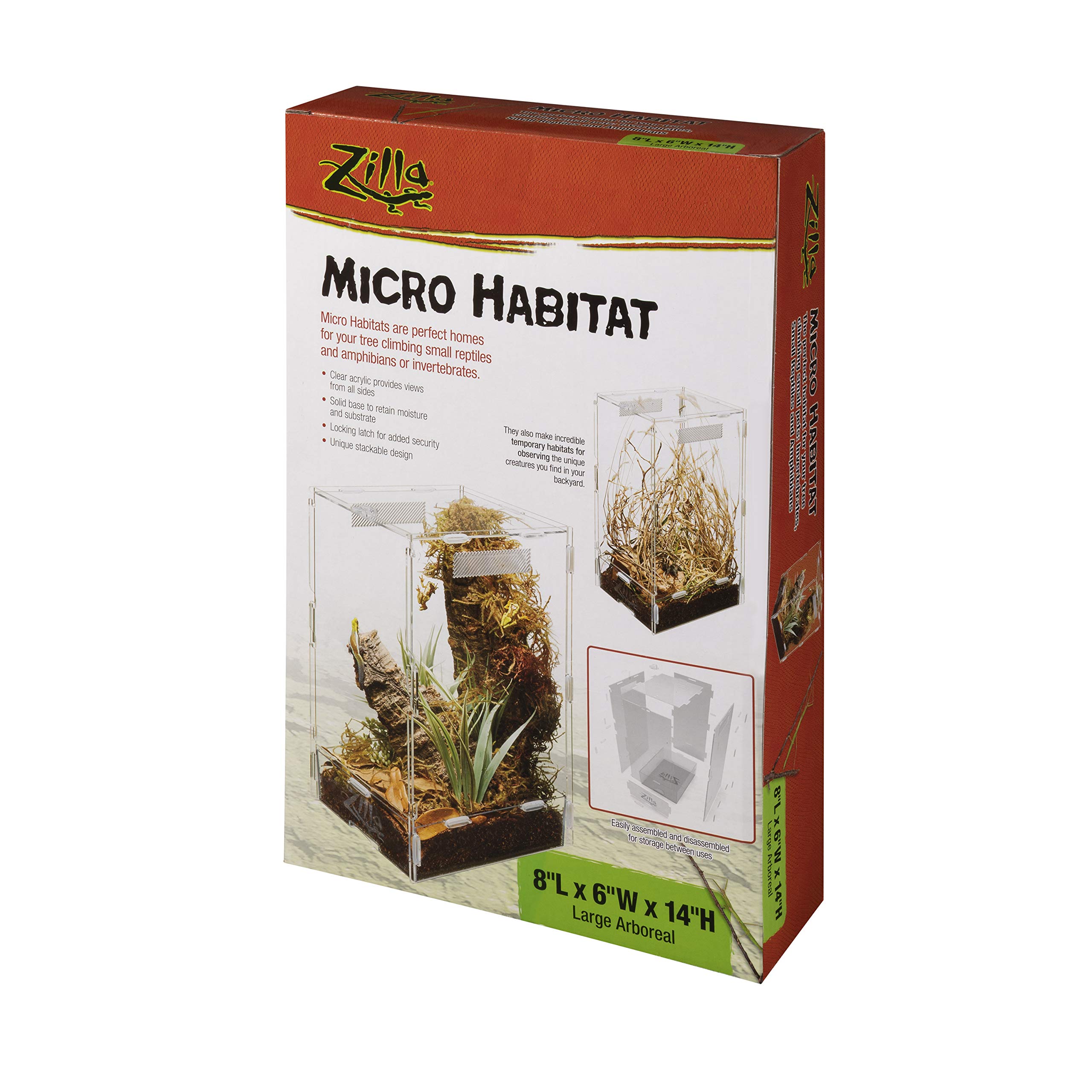 Zilla Micro Habitat Terrariums with Locking Latch Arboreal, Large