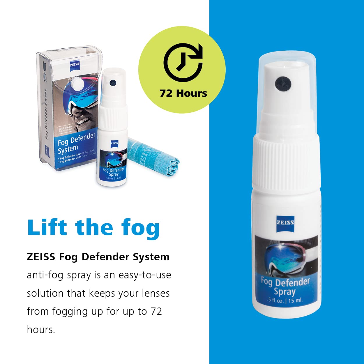 ZEISS Fog Defender System Anti-Fog Kit for Glasses 3 Pack – 3 Spray Bottles and 3 Microfiber Cloths