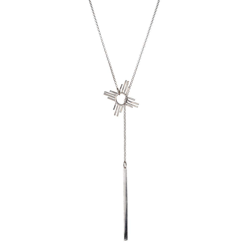Turquoise Skies TSKIES Enchantment: Sterling Silver Lariat Zia Necklace
