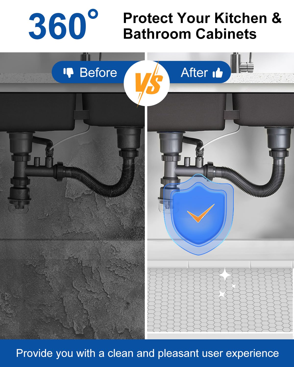 YTSUIZHU Under Sink Mat,【Easy to Clean & Thicker】34" x 22" Under Sink Mat Waterproof for Kitchen & Bathroom Cabinets Protector, Flexible Silicone Under Sink Drip Tray with Lip for Drips, Leaks, Spills