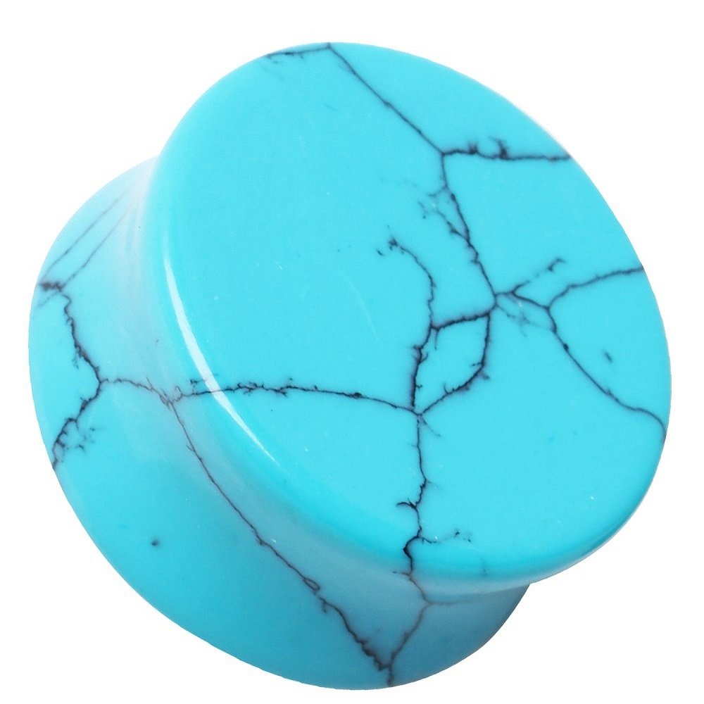 Turquoise Stone Organic Double-sided Flare Gauges / plugs / Tunnels 2 Piece (1 Pair) (B/5/2/30) (00g (10mm))