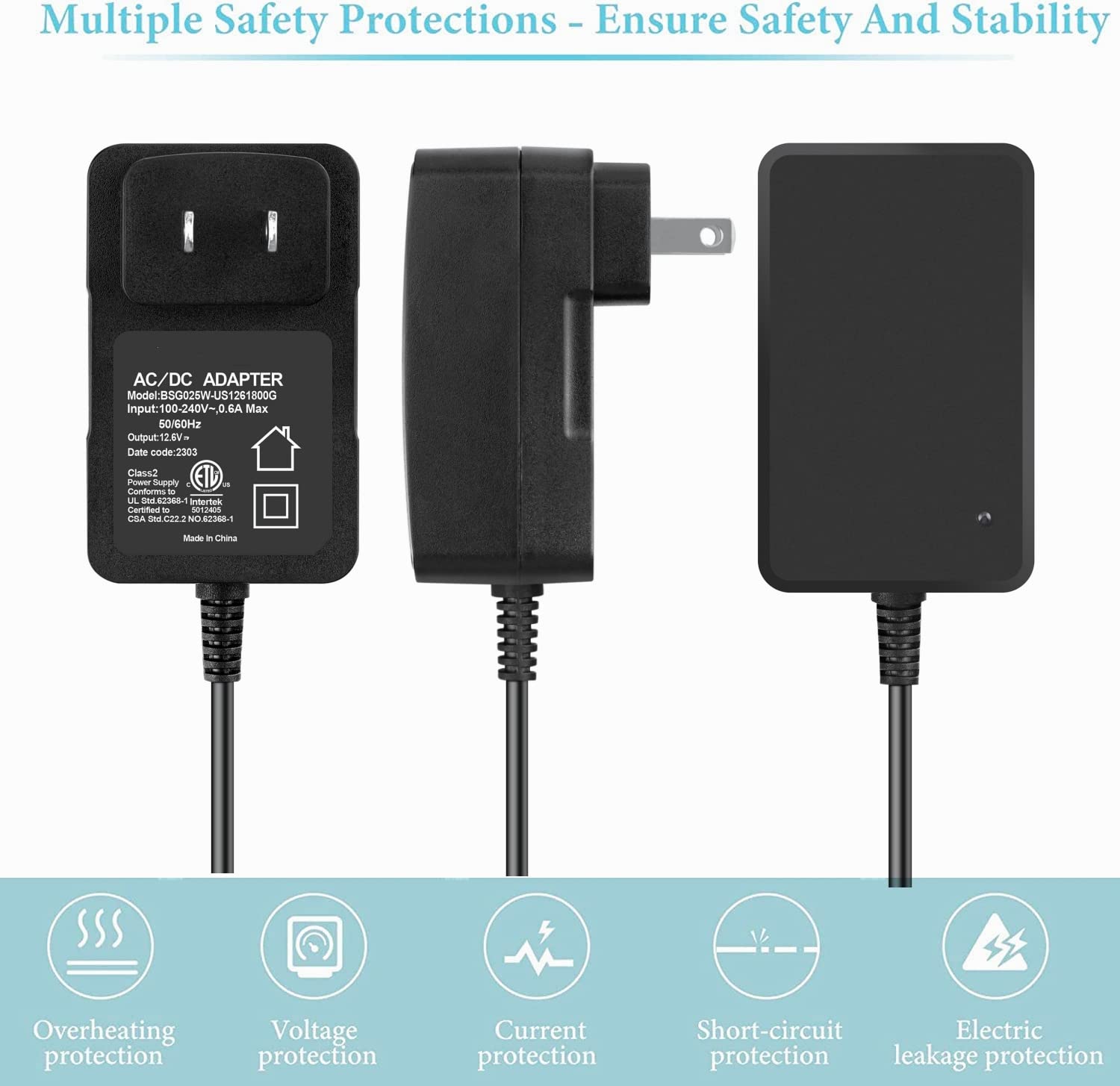 SLLEA 12.6V 2-Prong AC/DC Adapter Compatible with AIPER Seagull 1000 HJ1103J AIPURY1000 AIPURY 1000 Cordless Automatic Robotic Pool Vacuum Cleaner 5000mAh Lithium Ion Battery 1.8A Power Charger PSU