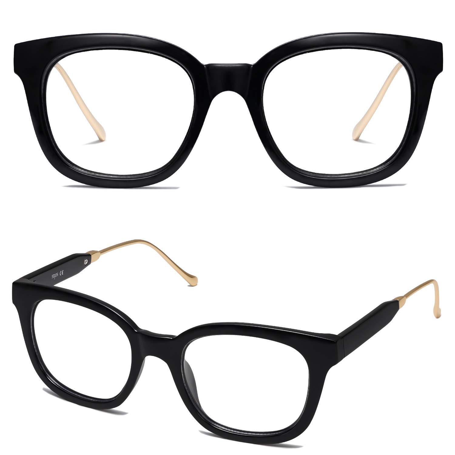 SOJOS Classic Square Blue Light Blocking Computer Glasses for Women Men SJ5060 with Black Frame/Anti-Blue Light Lens