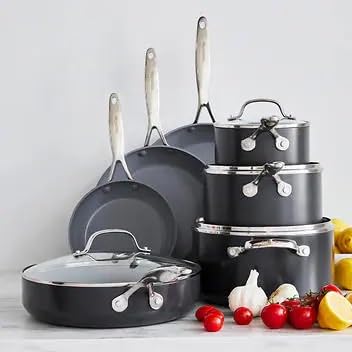 Valencia Pro Ceramic Valencia Pro Hard Anodized Healthy Ceramic Nonstick 11 Piece Cookware Pots and Pans Set, PFAS-Free, Induction, Dishwasher Safe, Oven Safe, Gray
