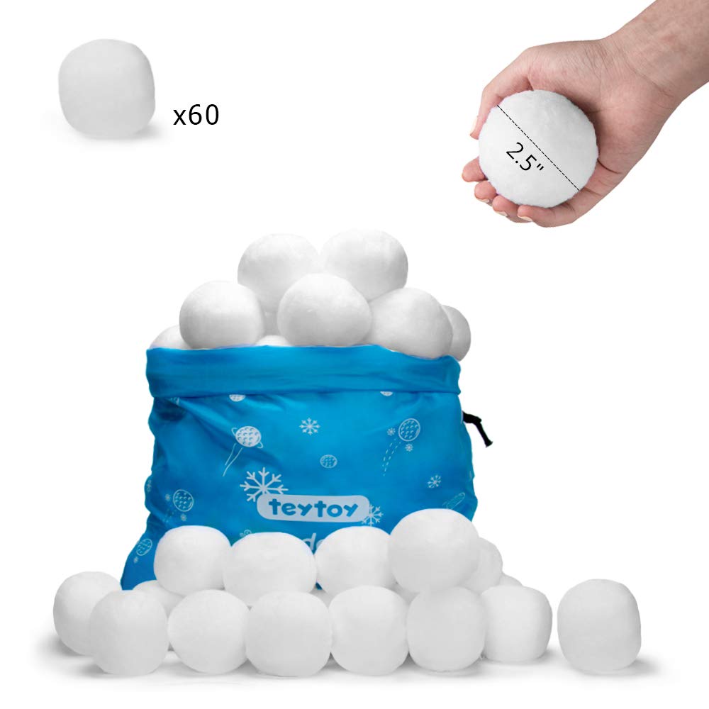 teytoy 60 Pack Snowball Toss,White Plush Snow Soft Balls Toy for Kids Adults Indoor Outdoor Game