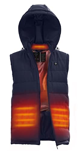 Sailwind Men's Lightweight Heated Vest Smart Electric Rechargeable Jacket With Removable Hood (Battery Included) US Large Navy Blue