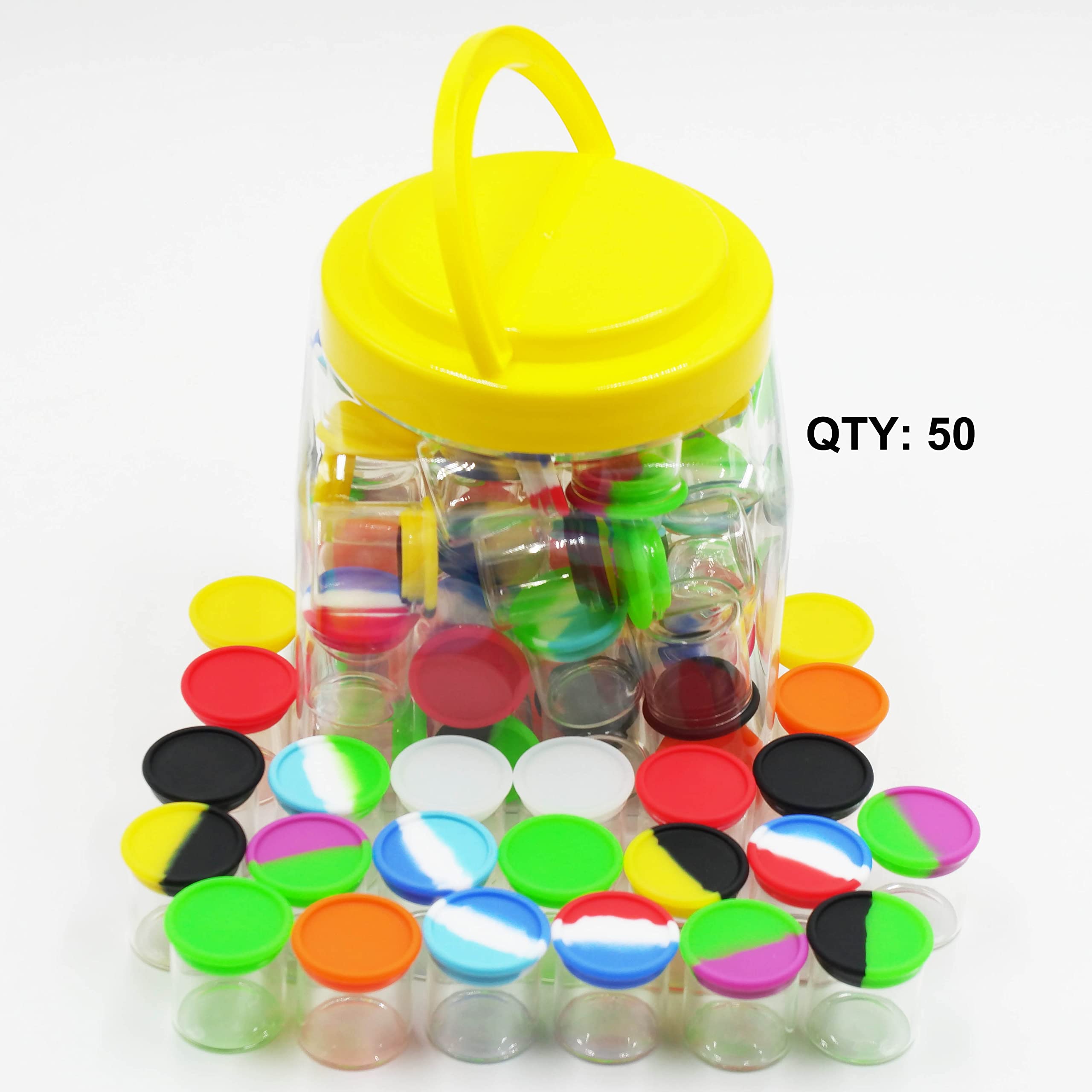 vitakiwi 15ml Glass Wax Concentrate Container Airtight with Silicone Lid Multi Use Jars (50)