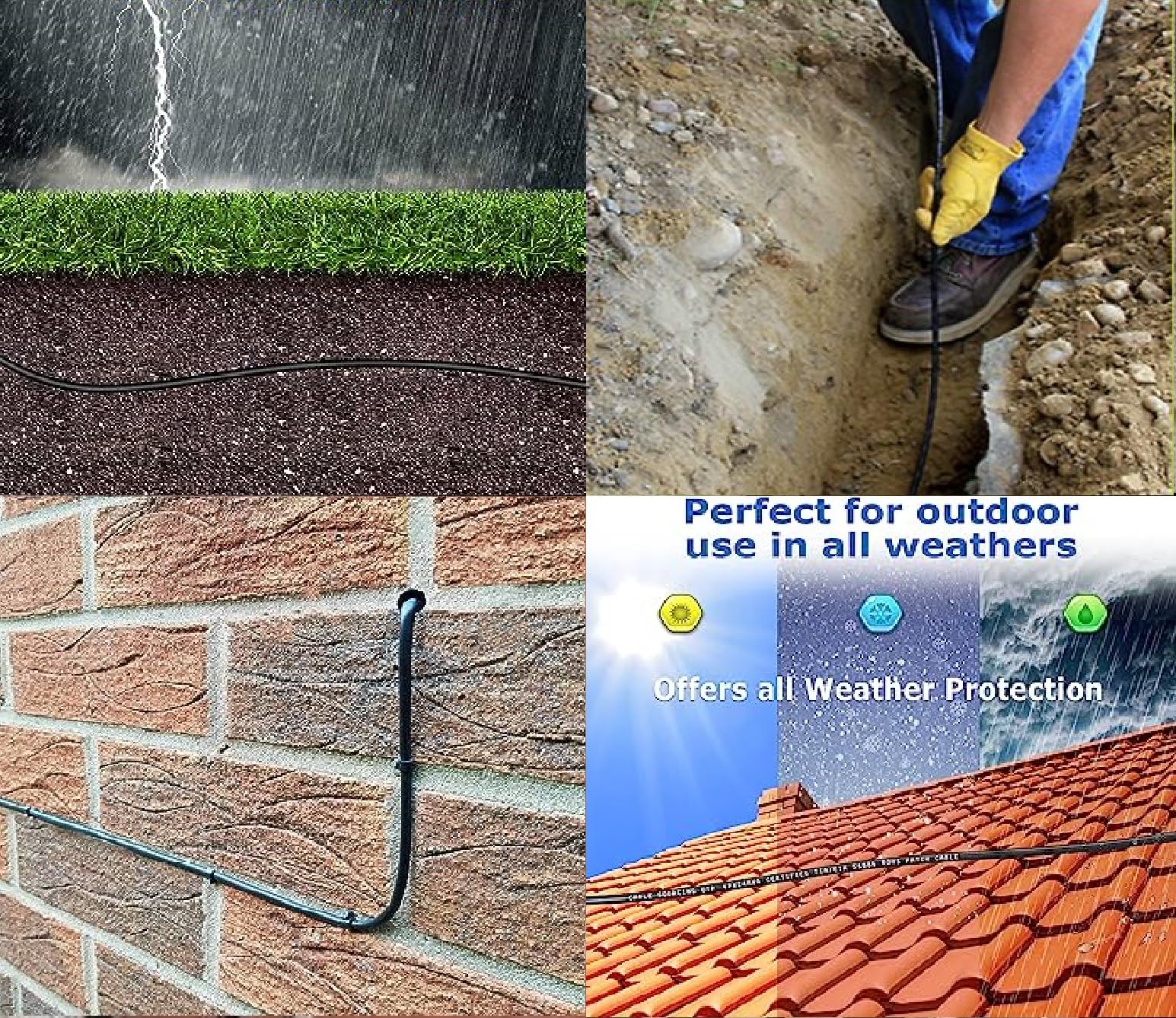 UbiGear 300' FT Oxygen-Free Copper Heavy Duty CAT6 Waterproof Outdoor Direct Burial UV Resistant Ethernet LAN Network Patch Cable RJ45 Cord (300FT Outdoor)