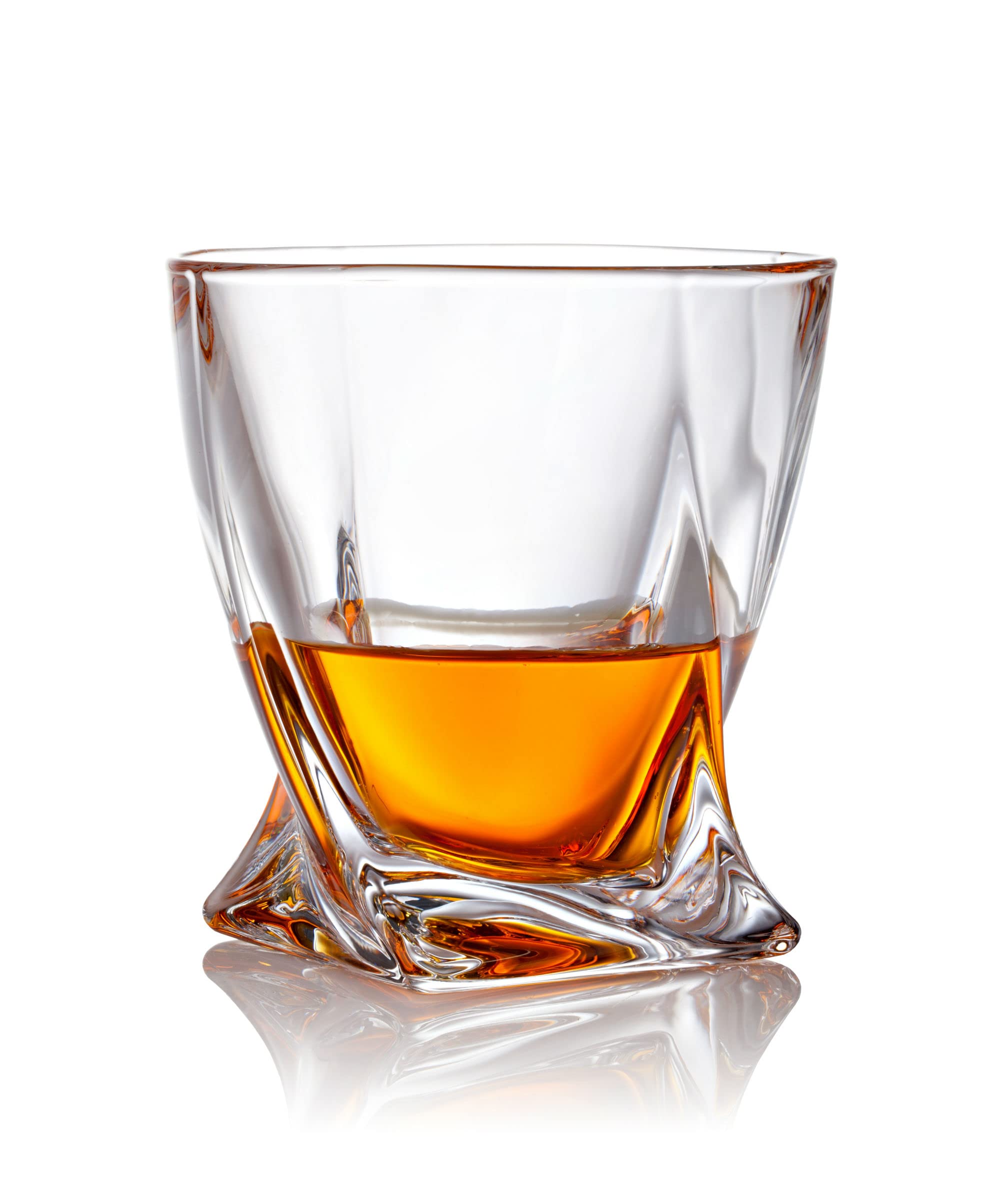 Whiskey Glasses set of 2 - Crystal Old Fashioned Rock Glass Scotch Bourbon and Spirits 10 Ounce Liqueur Tumbler with Side Rest