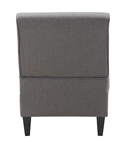 Serta Copenhagen Accent Chair Button Tufted Backrest, Sinuous Spring Seat Cushion, Rubberwood Legs, Upholstery for Living Room, Bedroom and Small Spaces, Polyester Woven Fabric, Modern Gray