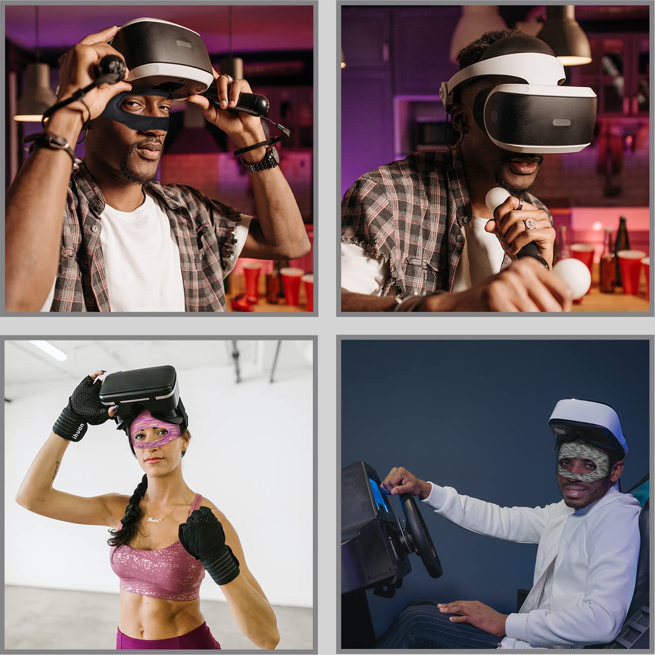 VR Masks Sweat Band, Breathable and Sweat Wicking,Eye Mask Cover for VR,Adjustable Size VR VR Eye Mask for Oculus Quest 2, HTC Vive, Gear,PS,VR Workouts (3PCS)