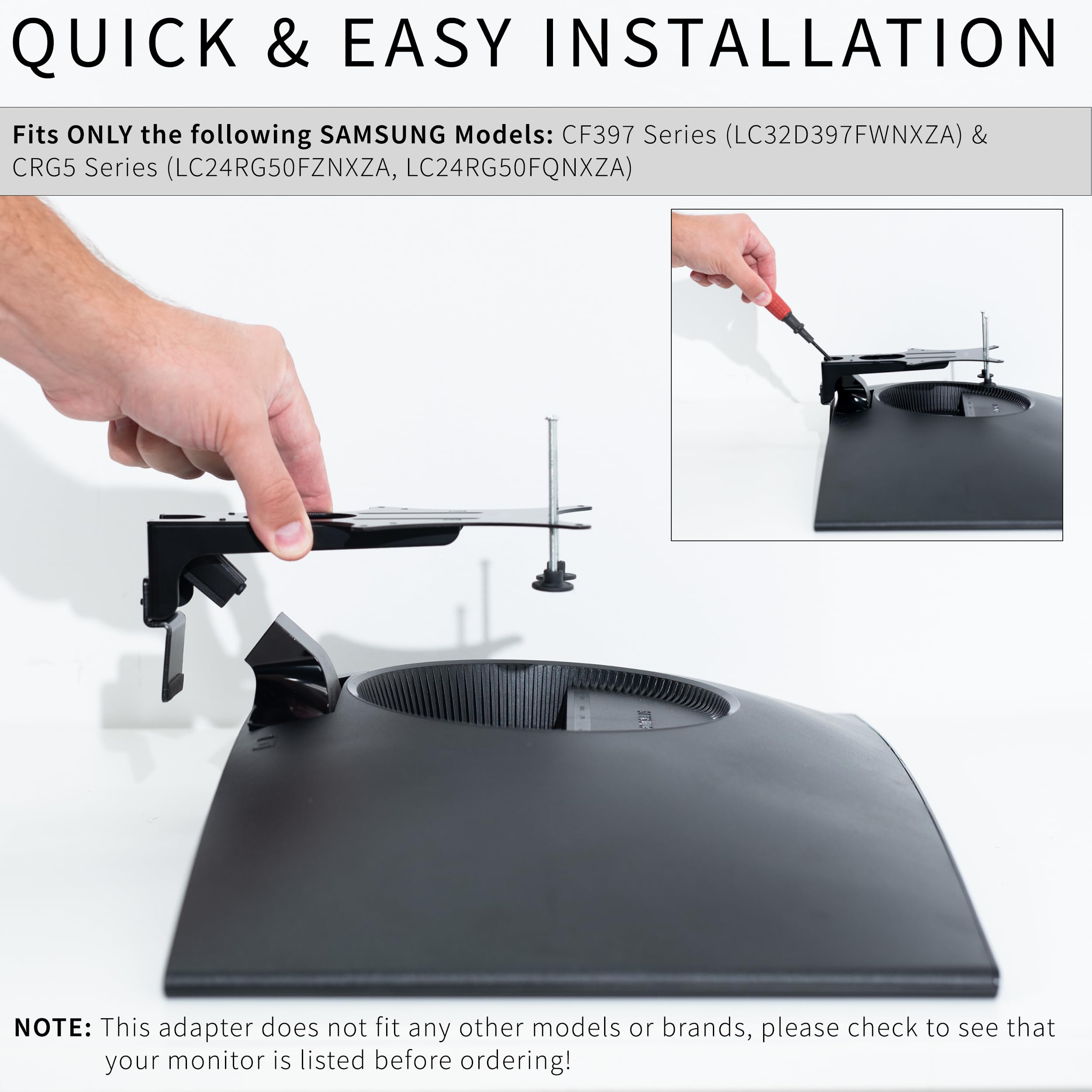VIVO Quick Attach VESA Adapter Plate Bracket Designed for Samsung CF397 and CRG5 Monitors, 24 and 32 inch Full HD Curved Screens, MOUNT-SG03CF