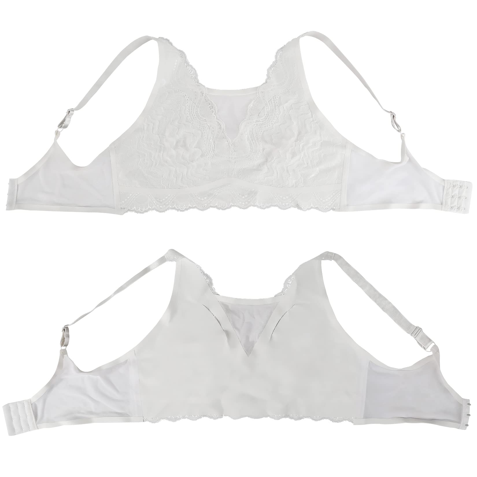 Vollence Mastectomy Bra with Pockets for Silicone Breast Forms Prosthesis Women Everyday Bra White