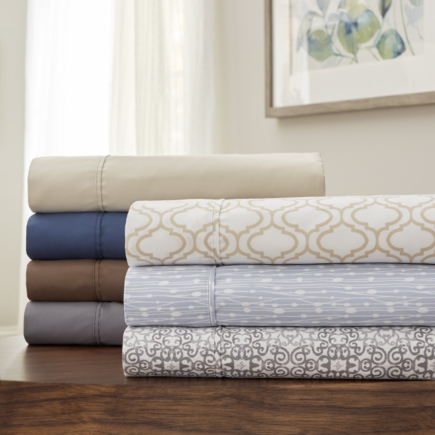 Serta Perfect Sleeper Smart Comfort Sheet Set with Nanotex, Bed Sheets for All Mattress Sizes, Moisture Wicking Sheets, Double Brushed Bed Sheets (King, Dark Gray)