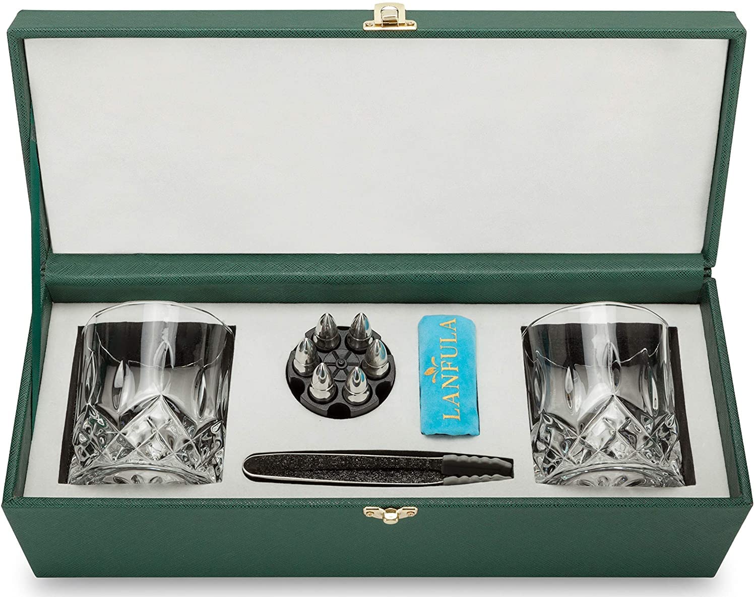 Whiskey Glasses with Bullets Stones Gift set for Men, Unique Bourbon Gifts for Anniversary Christmas