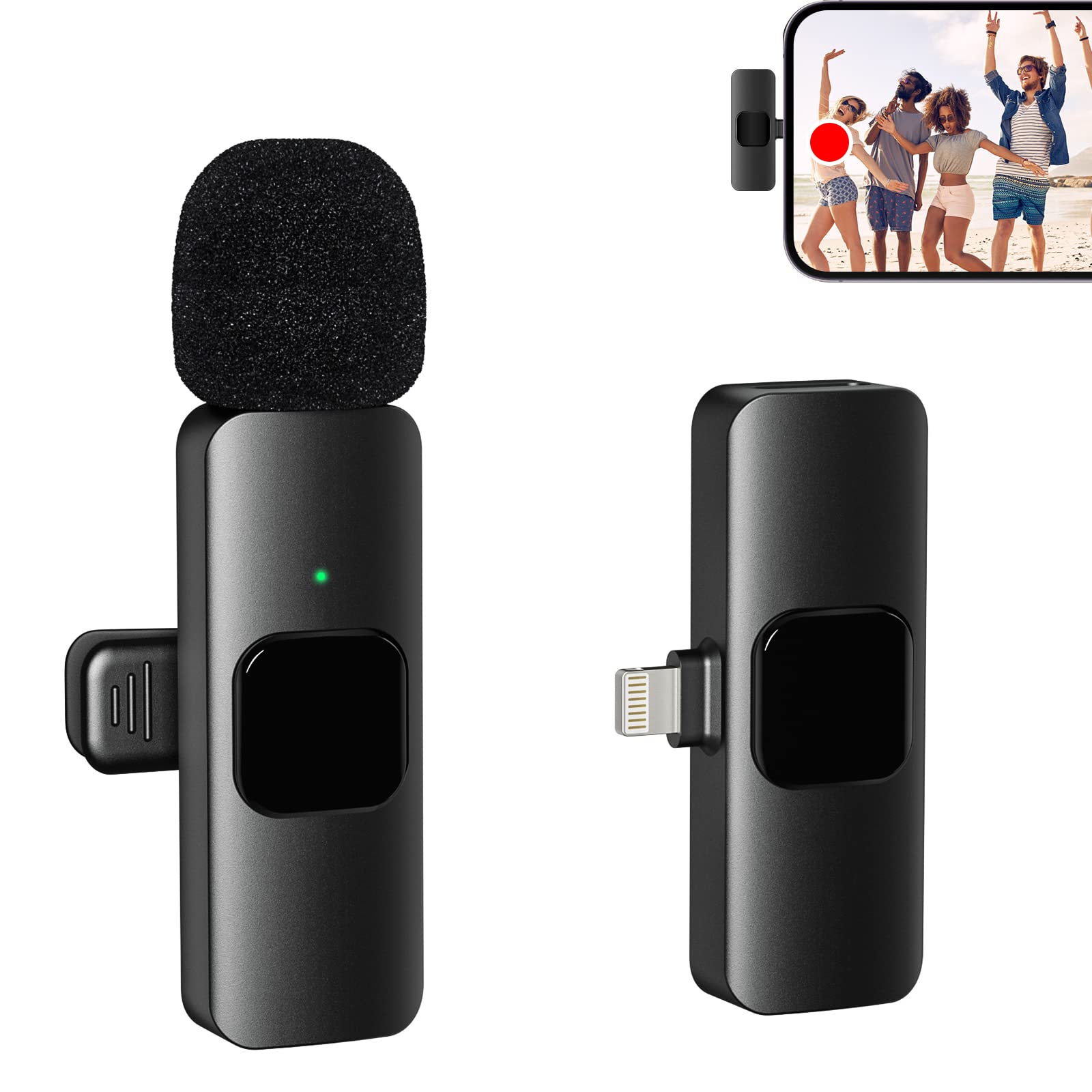 Wireless Lavalier Microphone for iPhone iPad Video Recording Podcast, Professional Lapel Mini Microphones 2.4G Ultra-Low Delay, Built-in Noise-Canceling Chip