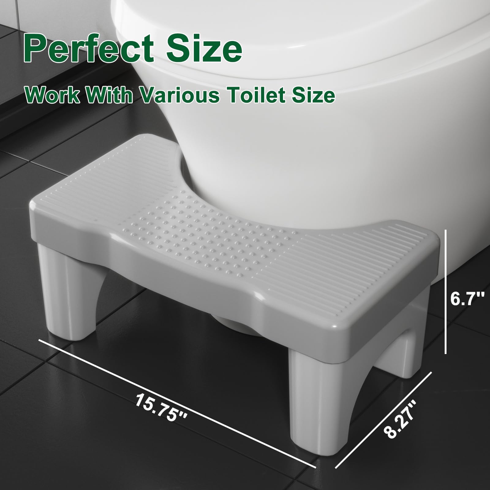 Toilet Stool Poop Stool for Squatting Posture, Portable Plastic Potty Stool for Adults, Toilet Poop Stool Squat Adult, Non-Slip Poop Stool for Bathroom Adults, Pooping Stool for Kids, Patented