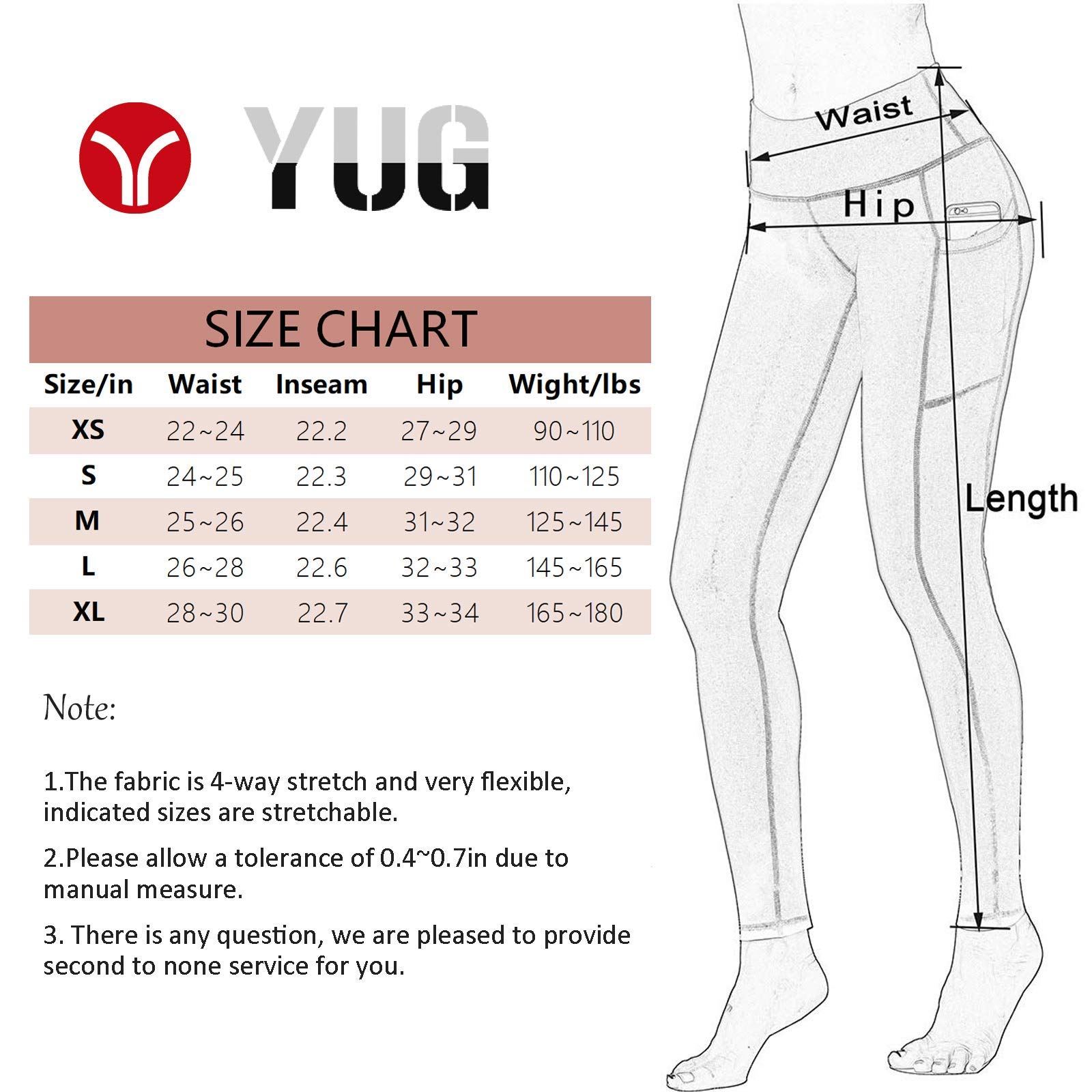 YUG Yoga Pants Workout Leggings for Women Naked Feeling 22" Inseam Bean Paste L