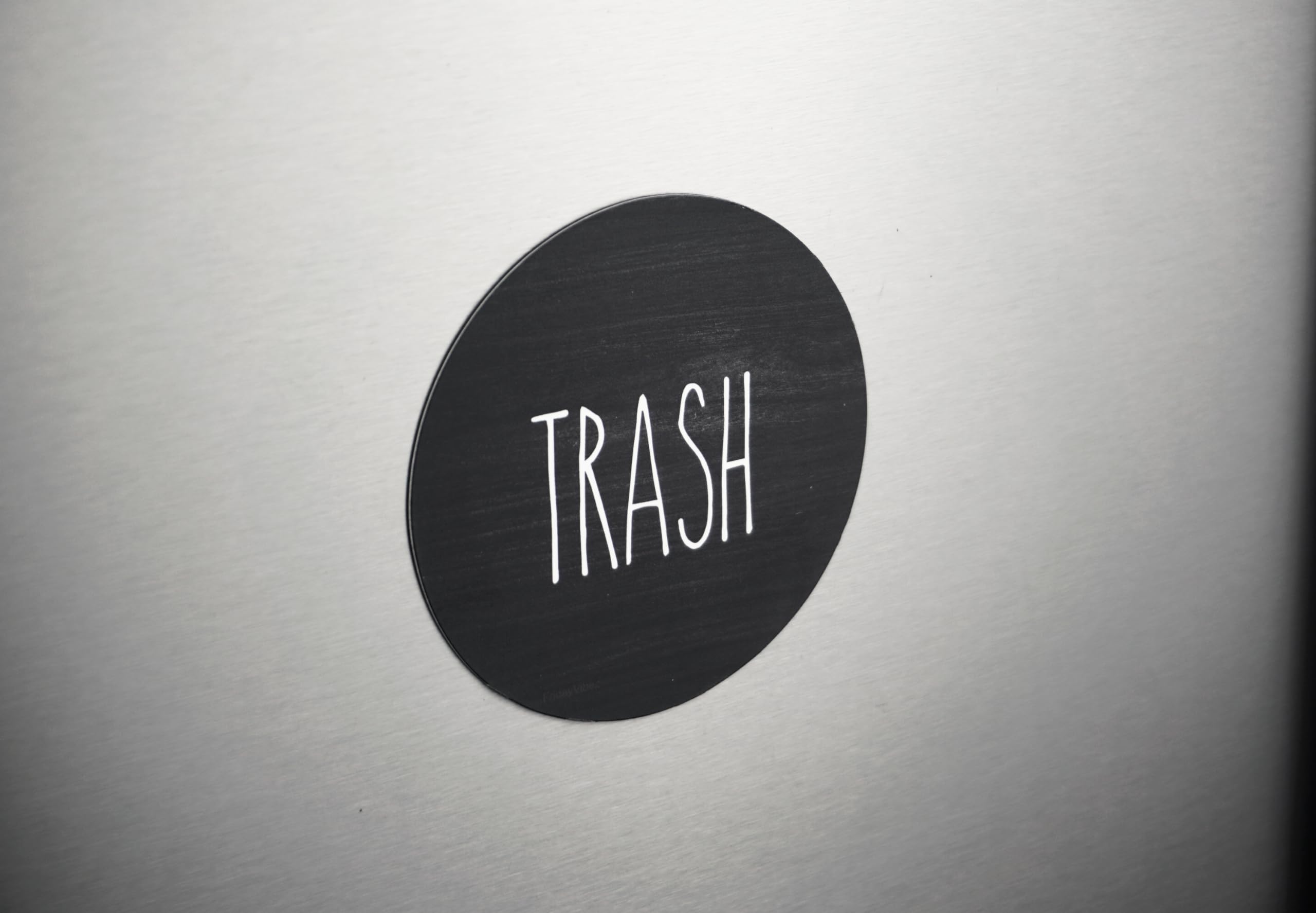 Rustic Recycle and Trash Magnets for Kitchen Trash Cans and Recycling Bins, Trash and Recycle Magnet Combo for Garbage Can Logo Symbol, 2 Magnetic Sticker Adhesives, 3.5" Circle, Outdoor Waste Bin