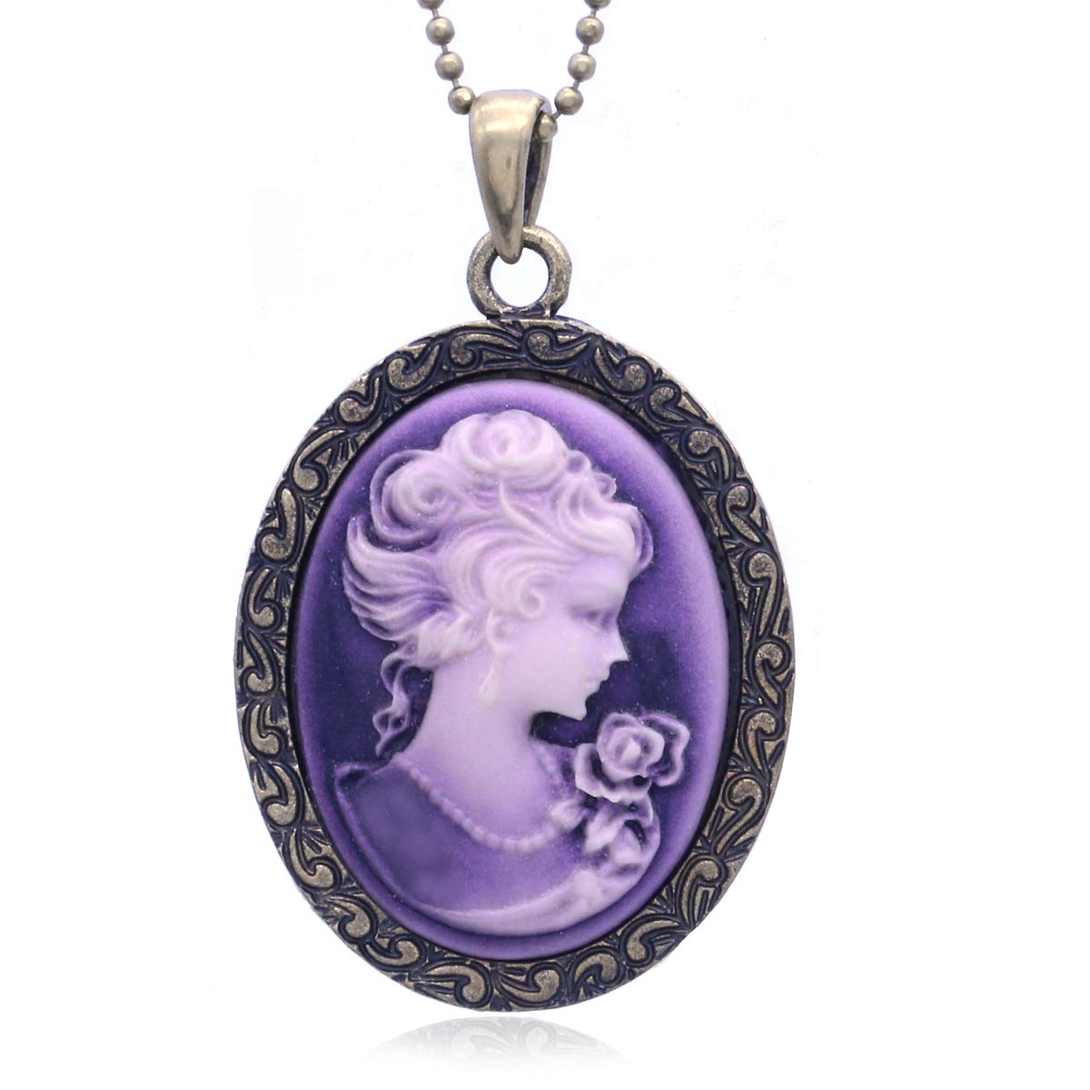 Soulbreezecollection Lavender Violet Purple Cameo Pendant Necklace Charm