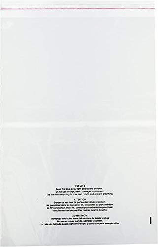 Uline 400 Piece Self Seal Suffocation Warning Combo Pack 1.5 Mil Poly Bags: 4 Sizes, 100 Each: 6x9, 8x10, 9x12, 11x14